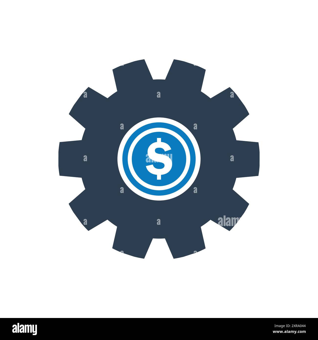 Finance Management Icon. With Gear and Dollar Symbols. Editable Flat ...