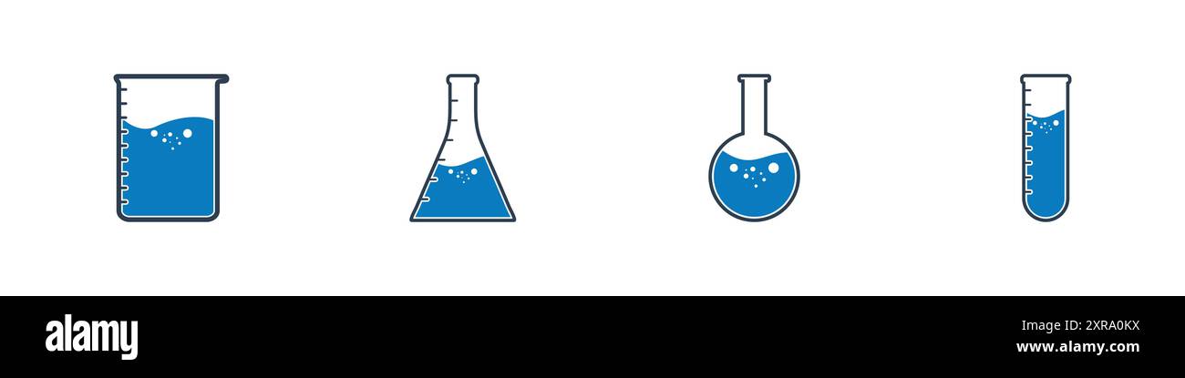 Laboratory Equipment Icon Set. Collection of Beaker, Flask, Test Tube ...