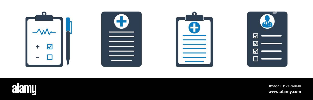 Medical Report Icon Set. Collection of Clipboard, Test, Checkup ...