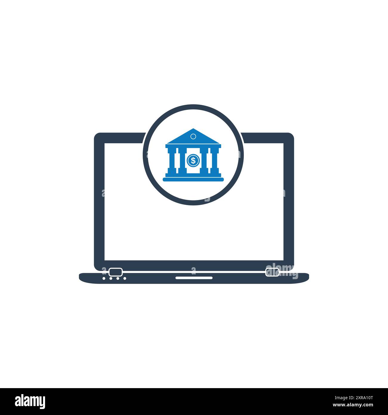 Online Banking Icon. With Bank and Laptop Symbols. Editable Flat Vector ...