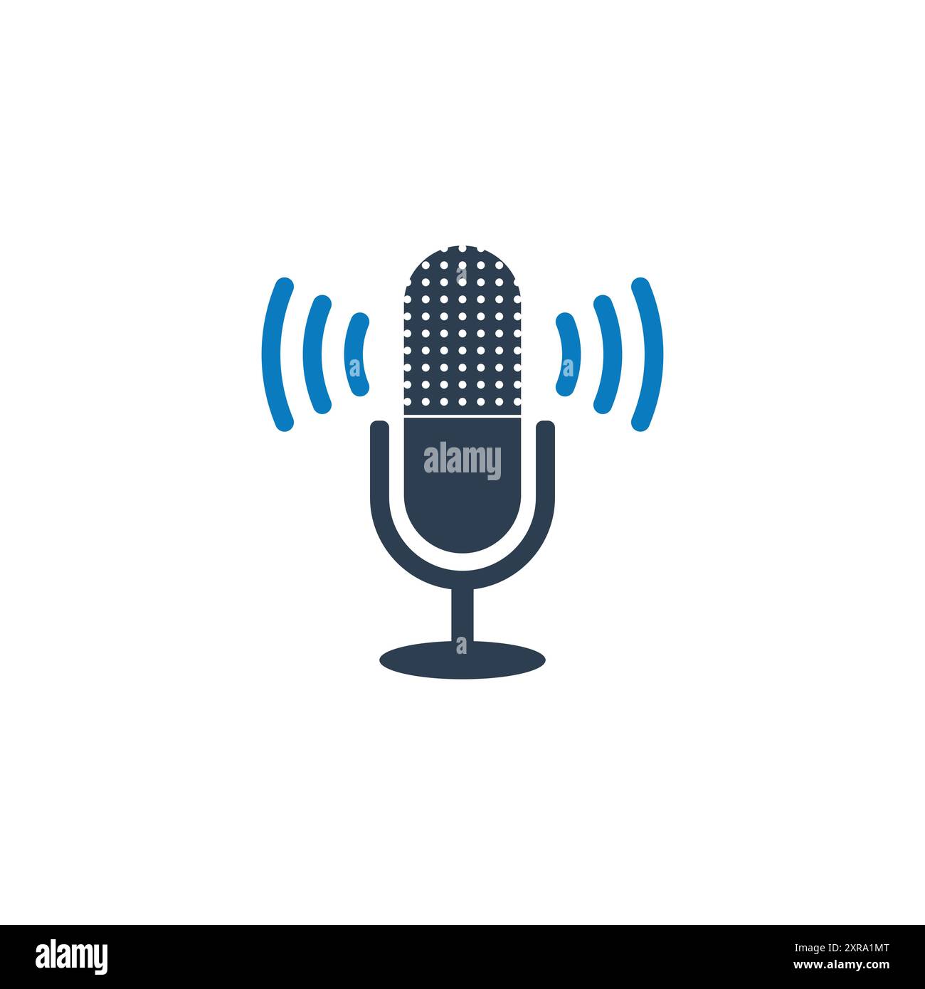 Podcast Icon. With Microphone and Signal Symbols. Editable Flat Vector ...