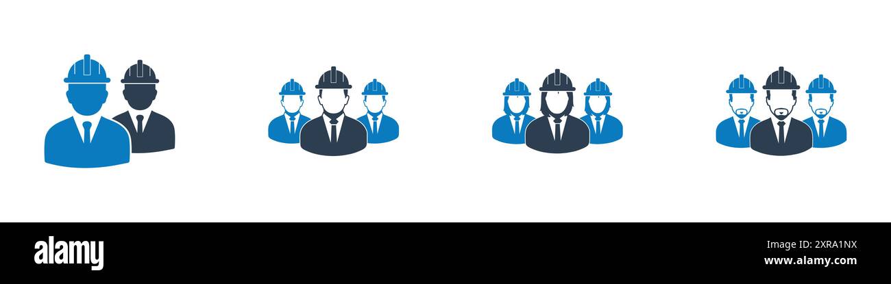 Construction worker Group Icon Set. Editable Flat Vector Illustration ...