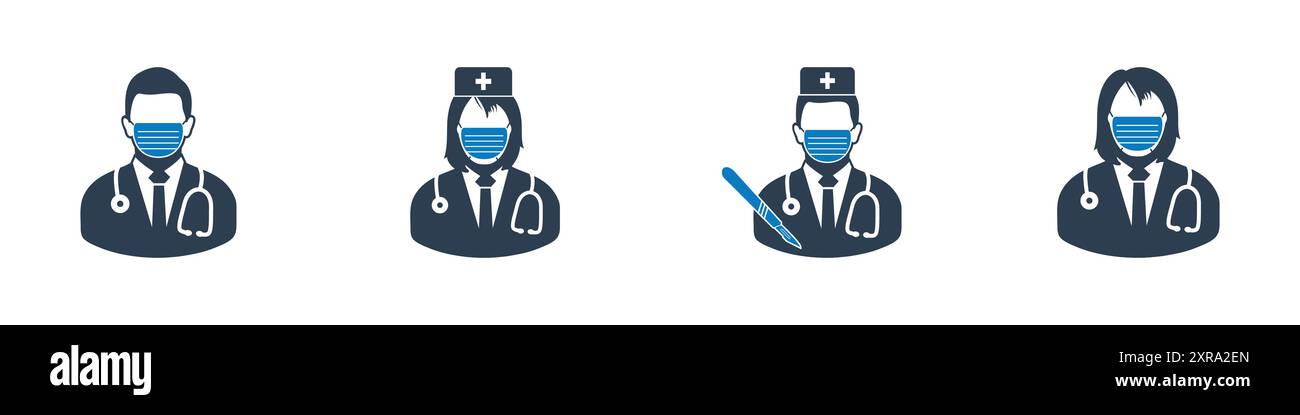 Medical Surgeon Icon Set. Collection of Male, Female, Doctor, Surgery ...