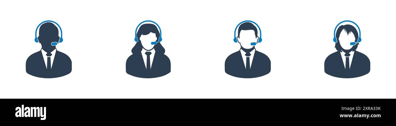Customer Support Agent Icon Set. Editable Flat Vector Illustration Stock Vector Image & Art - Alamy