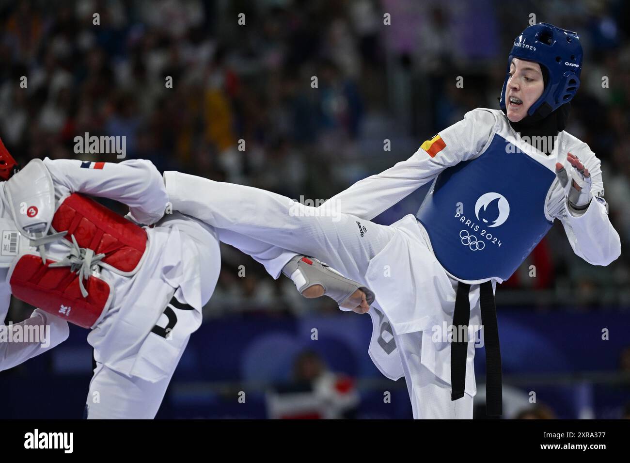 Paris, Fra. 09th Aug, 2024. Sarah Chaari (blue) of Team Belgium ...