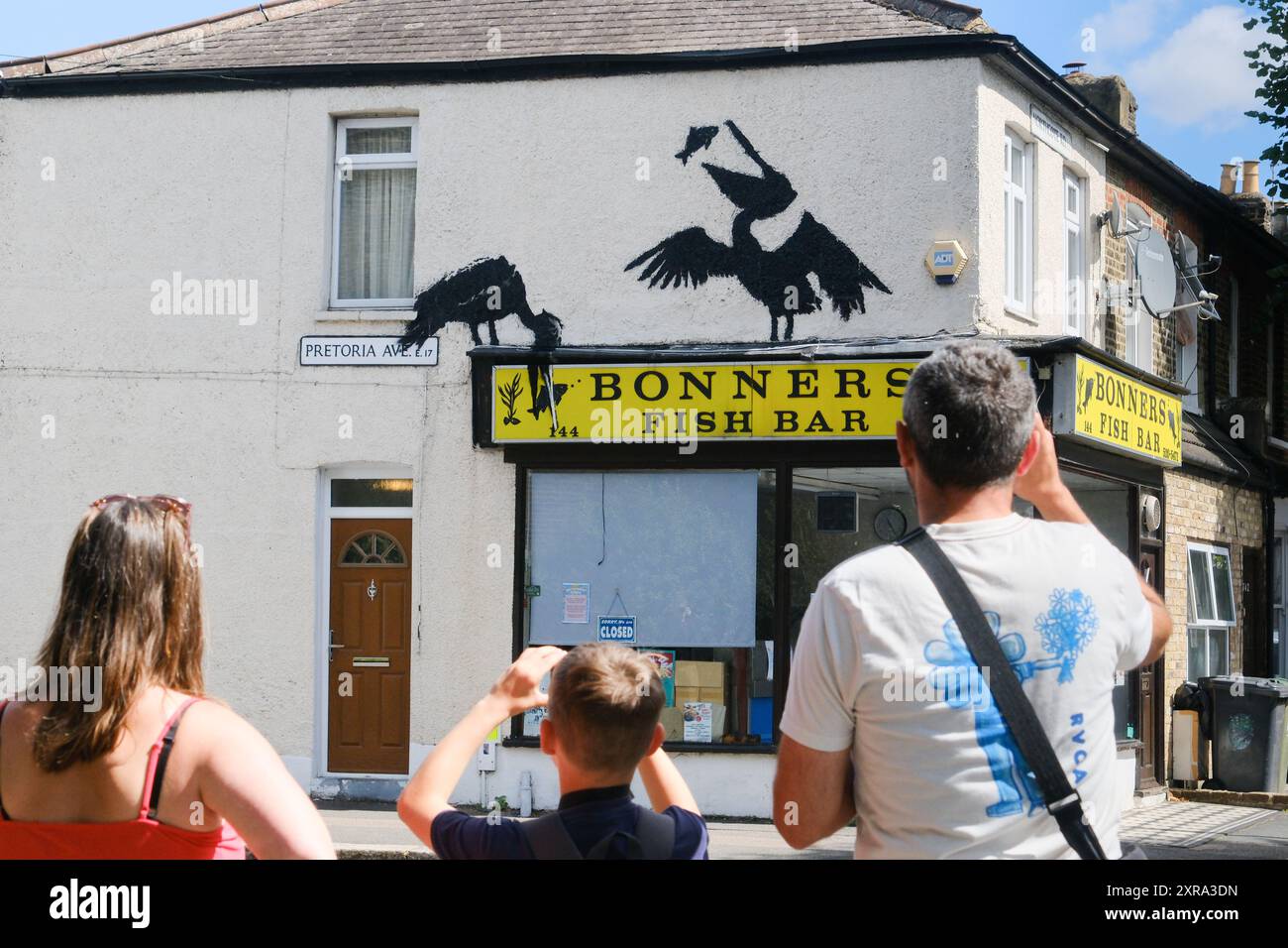 Walthamstow, London, UK. 9th Aug 2024. 'Banksy' artwork of pelicans ...