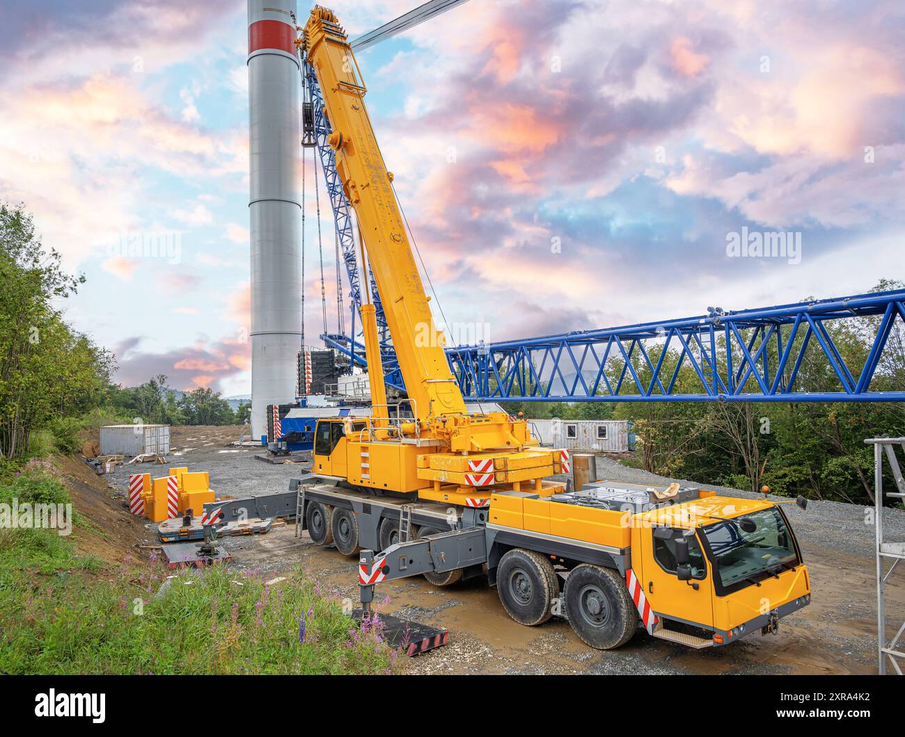 Crane at the construction of a wind power plant Stock Photo - Alamy