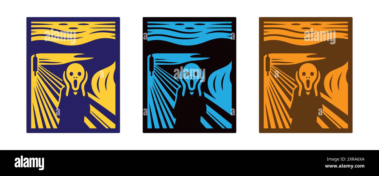 The Scream - Pop Art Style Vector Illustration in Three Color ...