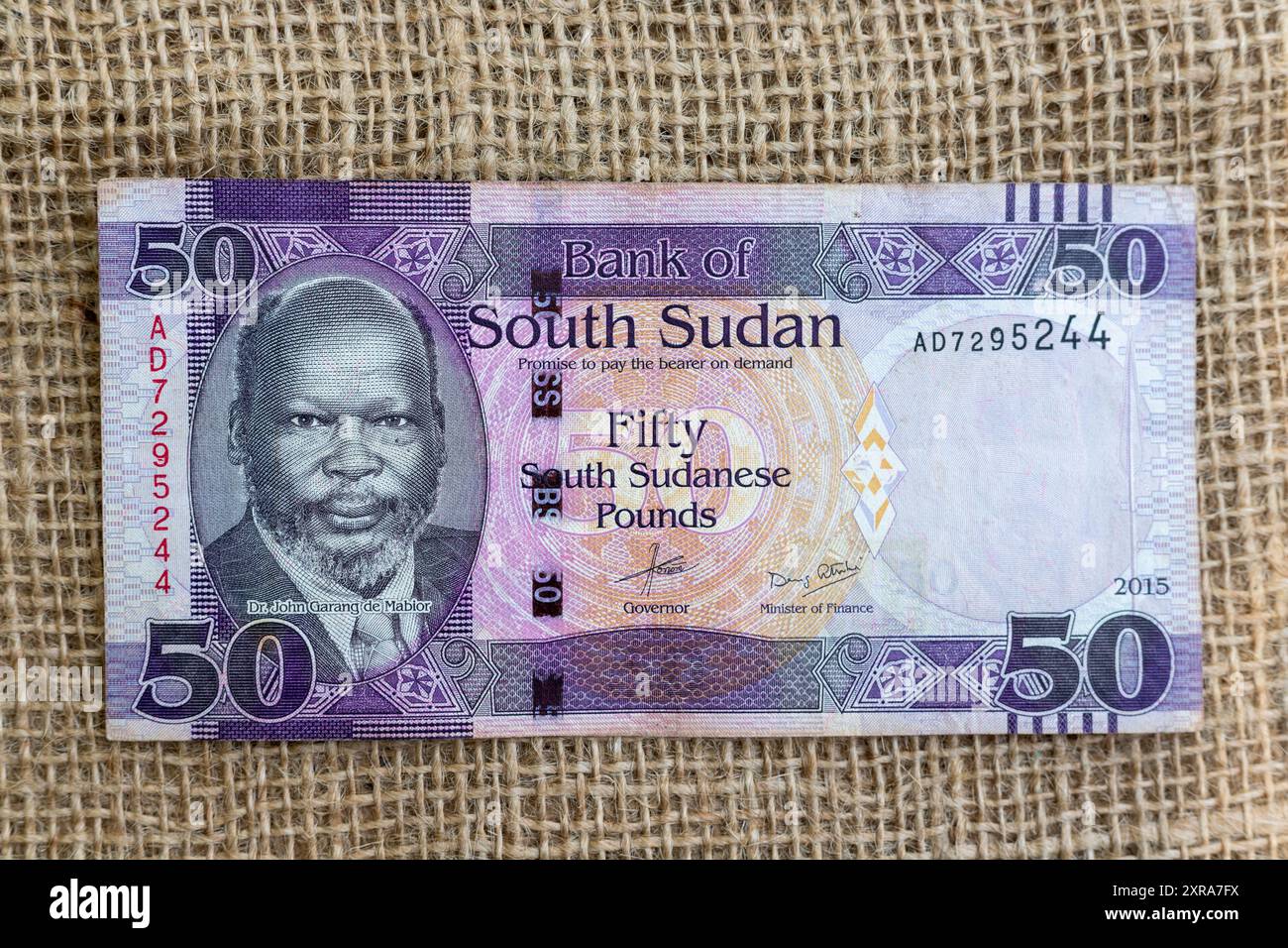 South Sudanese Fifty Pounds Banknote with Portrait of Dr. John Garang ...