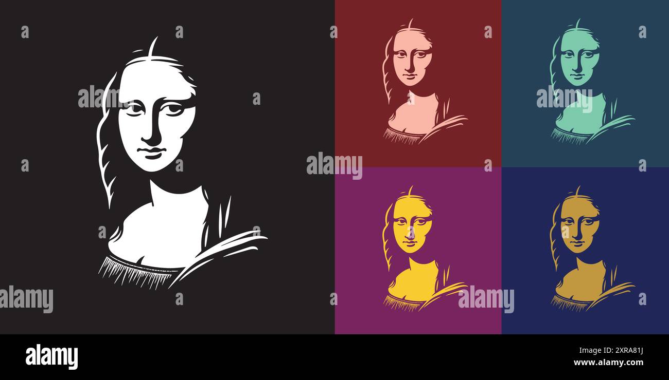 Mona Lisa - Pop Art Style Vector Illustration in Multiple Color ...