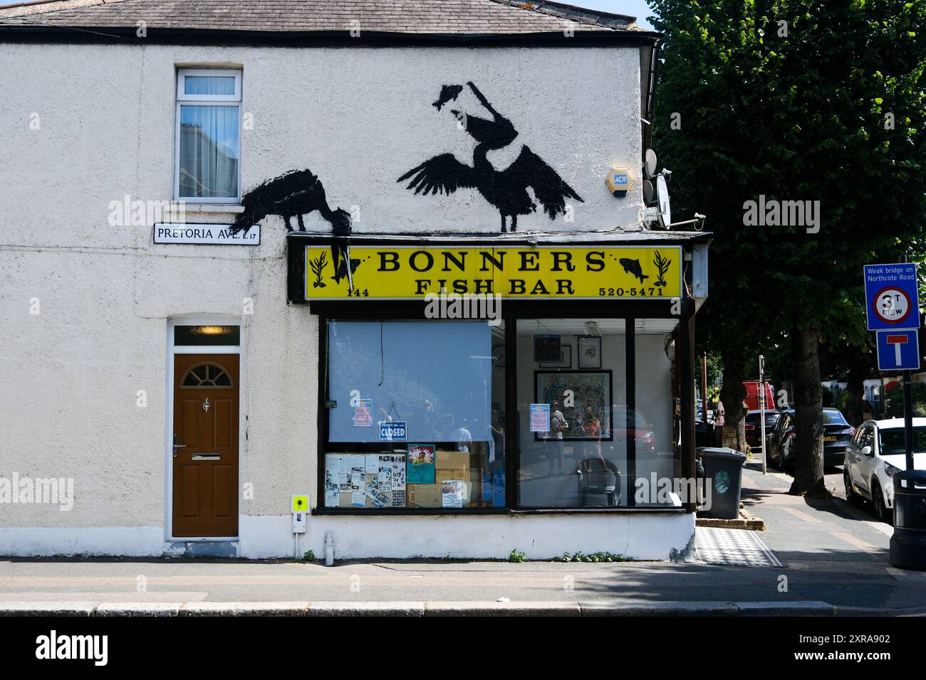 Walthamstow, London, UK. 9th Aug 2024. 'Banksy' artwork of pelicans ...