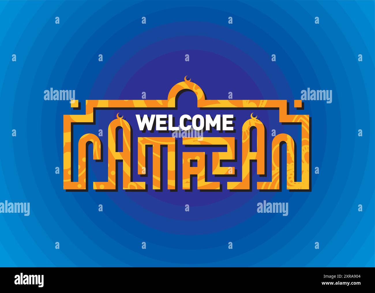 Ramadan Month greeting card with islamic elements silhouette and ...