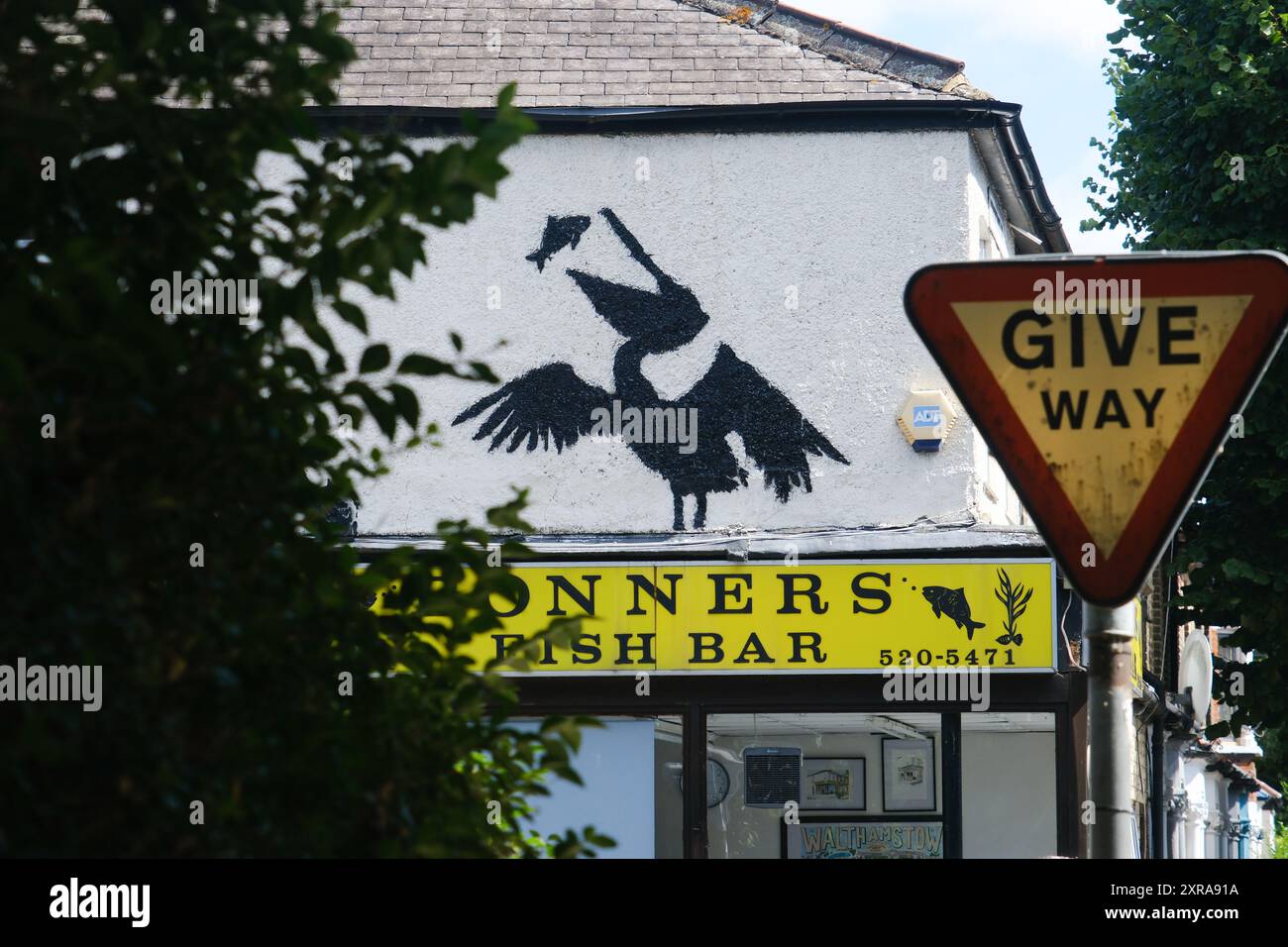 Walthamstow, London, UK. 9th Aug 2024. 'Banksy' artwork of pelicans ...