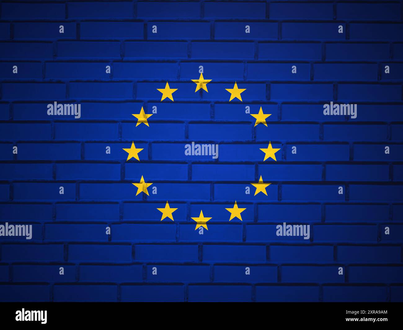 Brick wall EU flag background. 3d illustration Stock Photo - Alamy