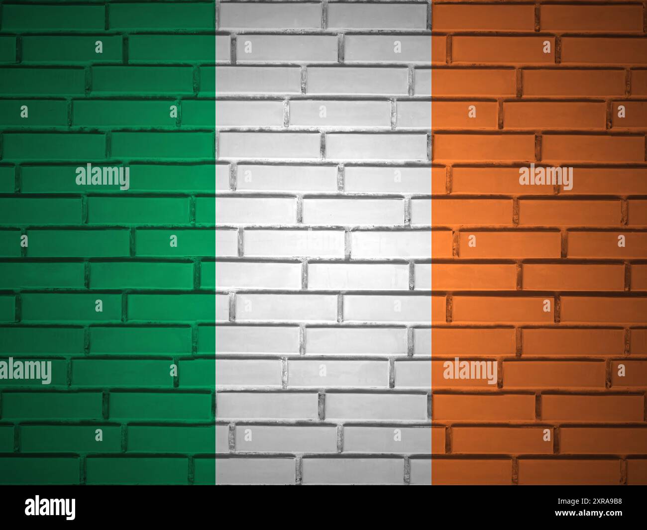 Brick wall Ireland flag background. 3d illustration Stock Photo - Alamy