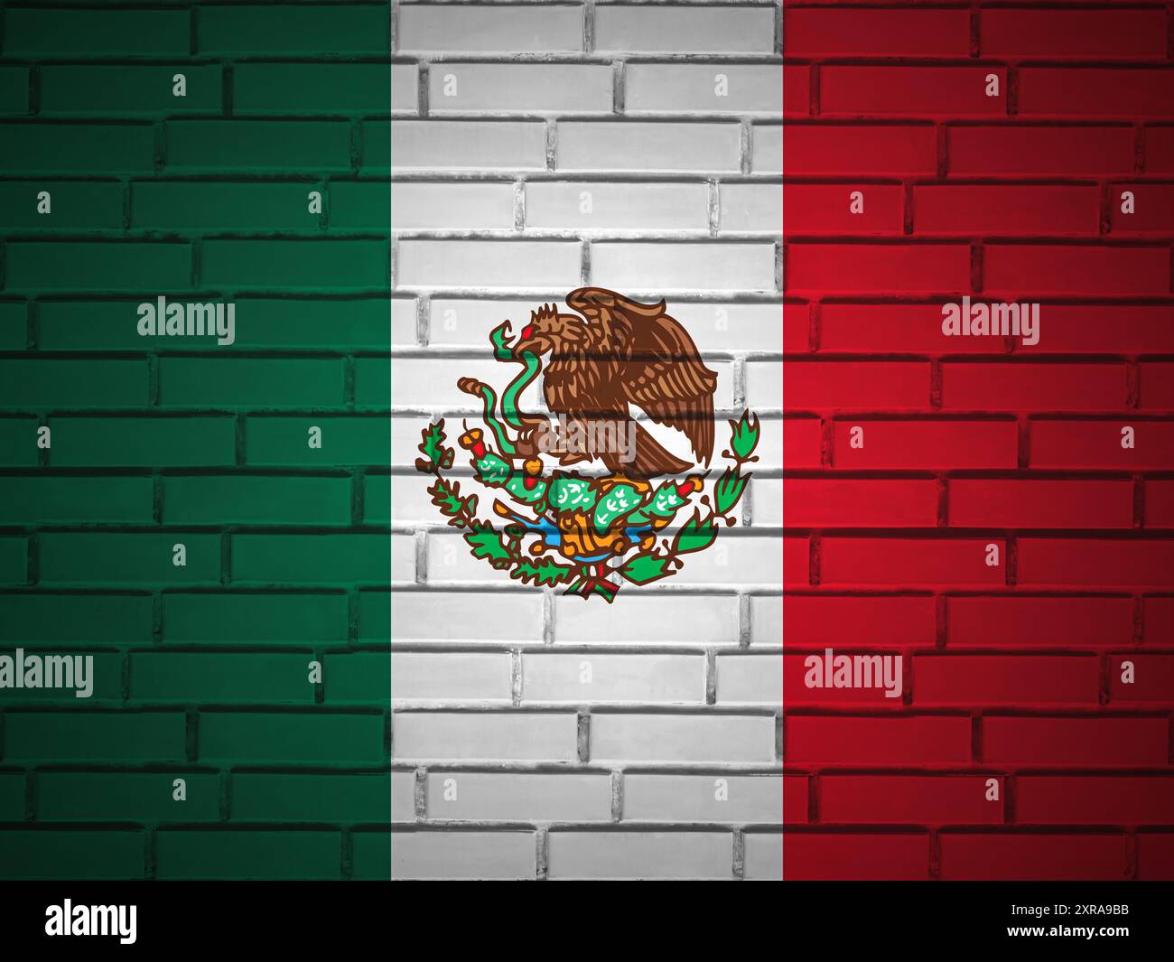 Brick wall Mexico flag background. 3d illustration Stock Photo - Alamy