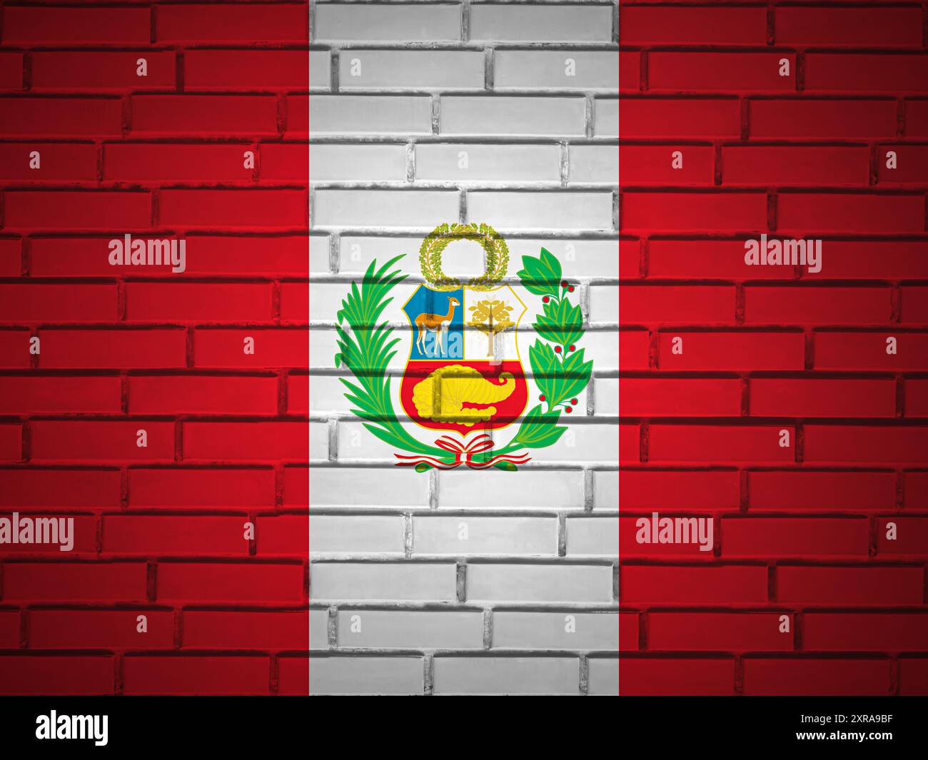 Brick wall Peru flag background. 3d illustration Stock Photo - Alamy