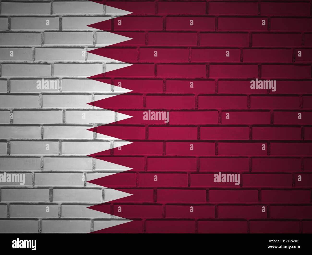 Brick wall Qatar flag background. 3d illustration Stock Photo - Alamy