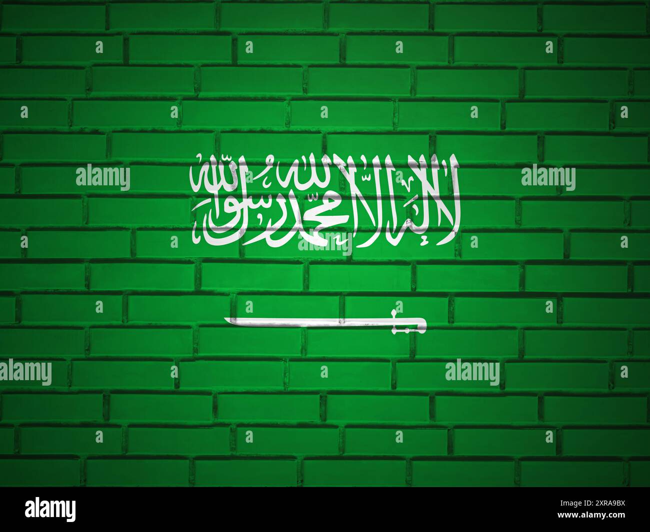 Brick wall Saudi Arabia flag background. 3d illustration Stock Photo ...