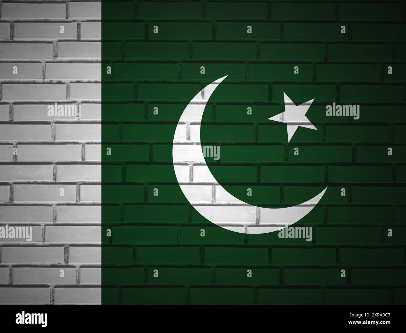 Brick wall Pakistan flag background. 3d illustration Stock Photo - Alamy