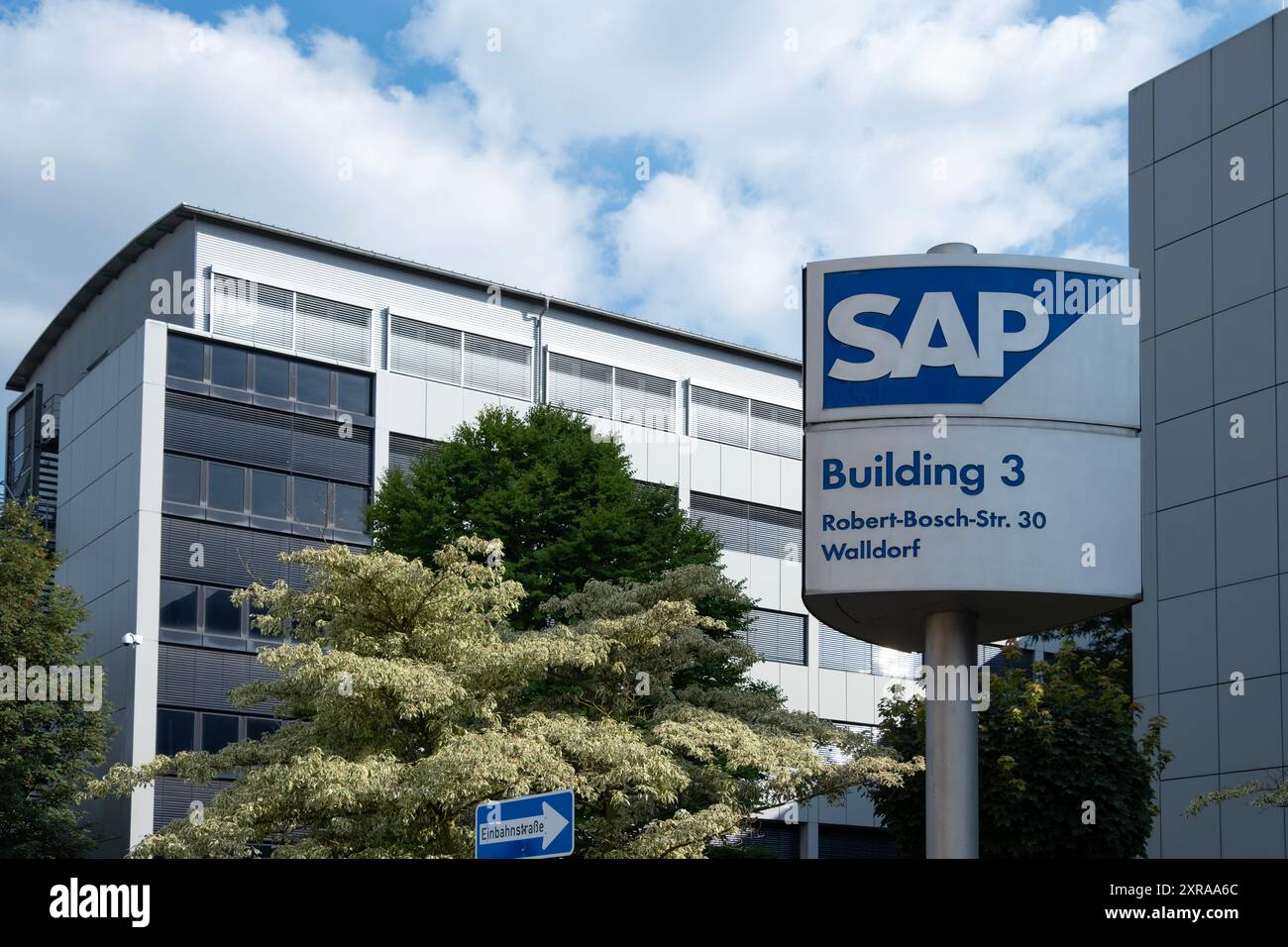 SAP SE logo prominently displayed on modern corporate headquarters ...