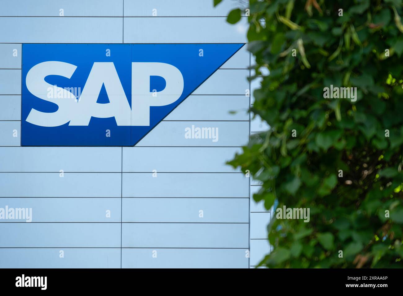 SAP SE logo prominently displayed on modern corporate headquarters ...