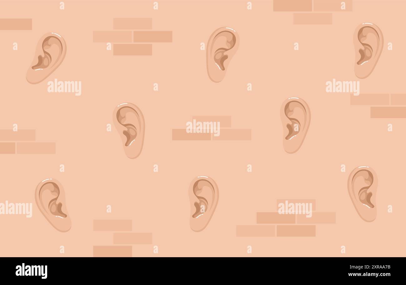 Visualization Of The Metaphorical Phrase Even Walls Have Ears Ears On A Brick Wall Flat