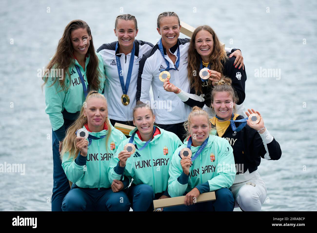 Silver medalists Hungary's Tamara Csipes and Alida Dora Gazso, gold ...