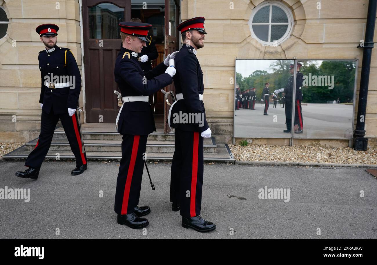 Officer Cadets check their uniforms ahead of the Sovereign's Parade at ...