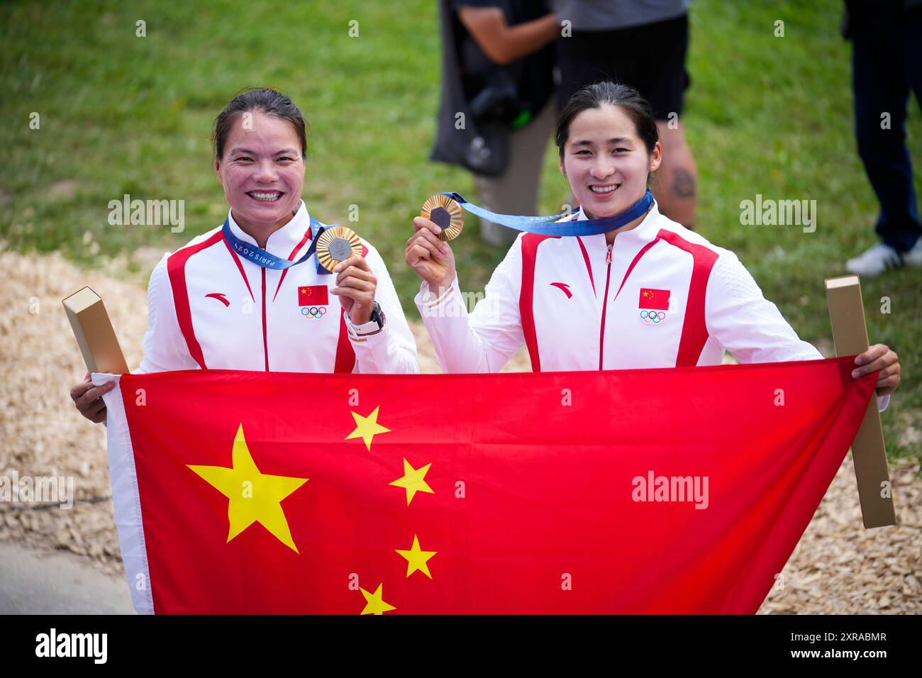 Gold medalists China's Sun Mengya and Xu Shixiao pose after the women's ...