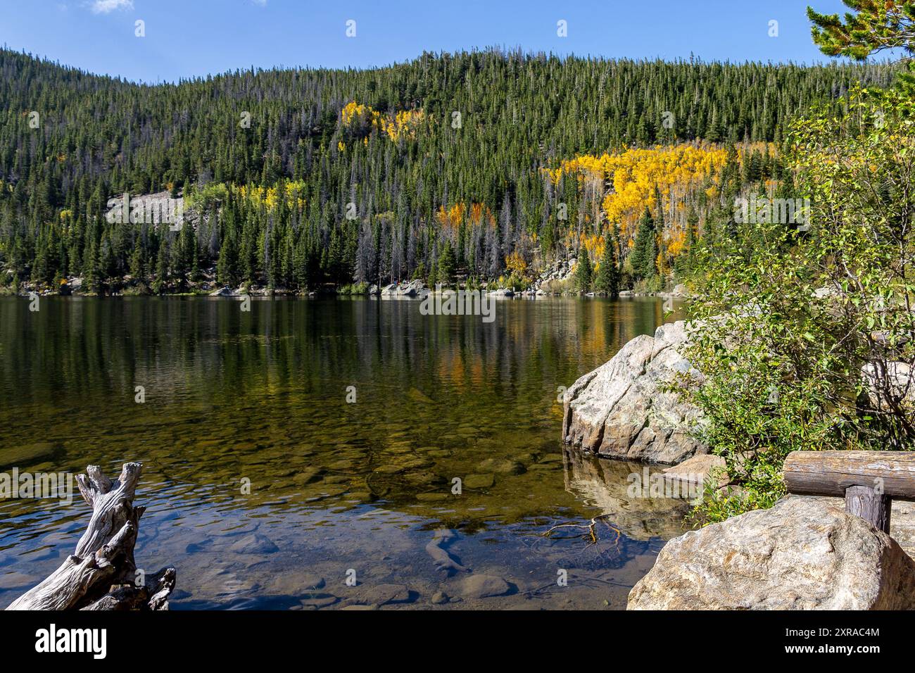 Lake at the Roosevelt National Forest park in North Central Colorado ...