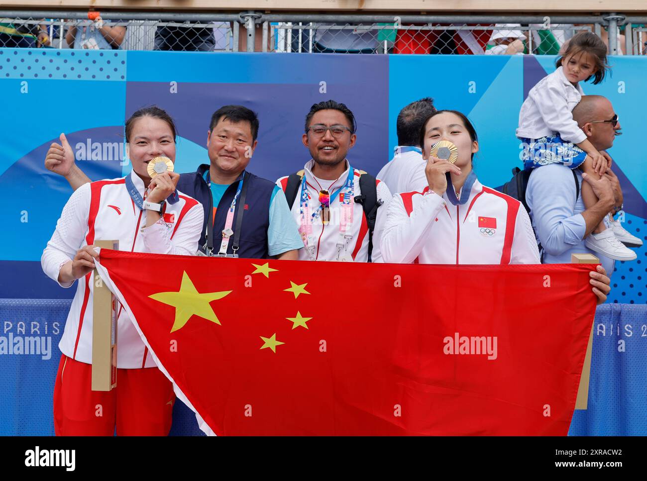 Vaires Sur Marne. 9th Aug, 2024. Gold medalists Xu Shixiao (1st L)/Sun ...