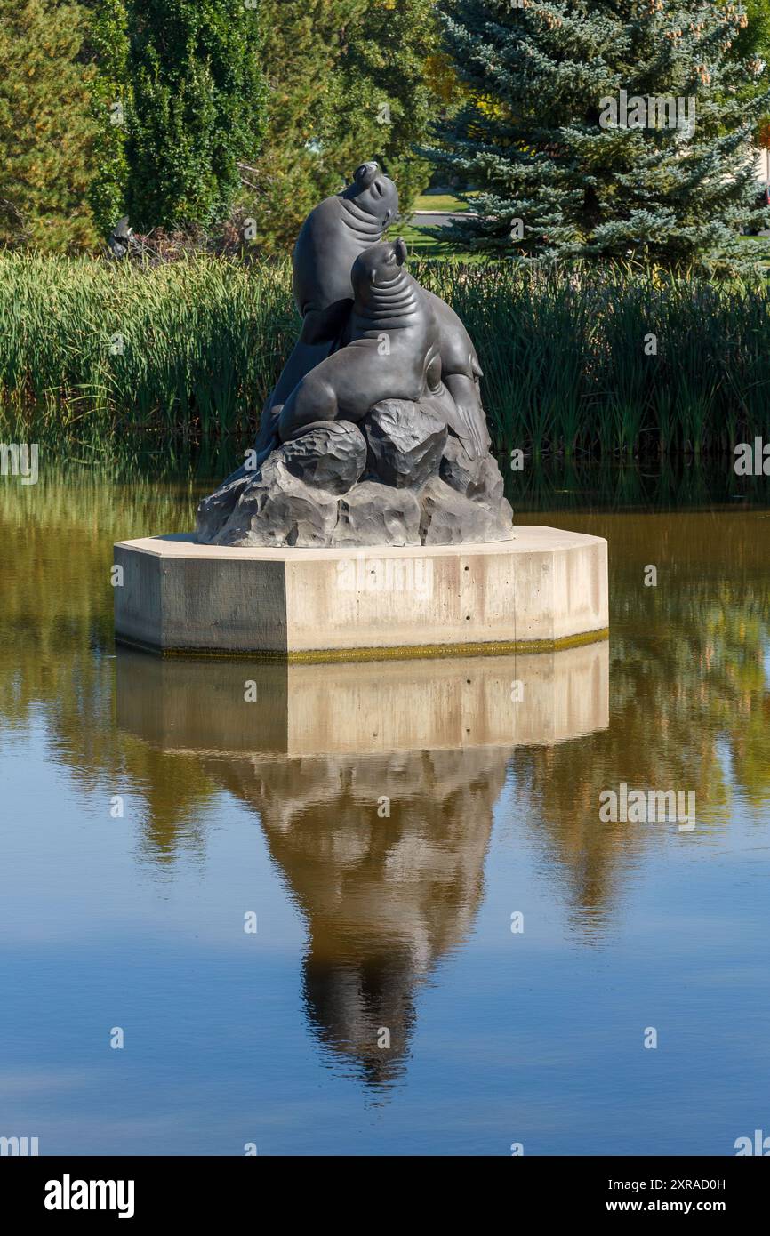 Bronze sculpture of Sea Lions in Benson Sculpture Garden in Loveland ...