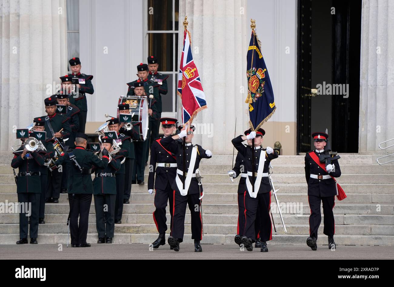 The Royal Military Academy Sandhurst colours are carried onto the ...