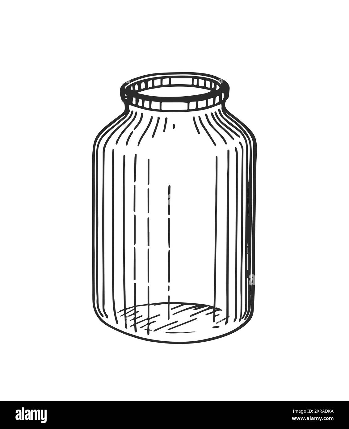 Simple linear black ink hand drawn glass jar. Sketch vector ...