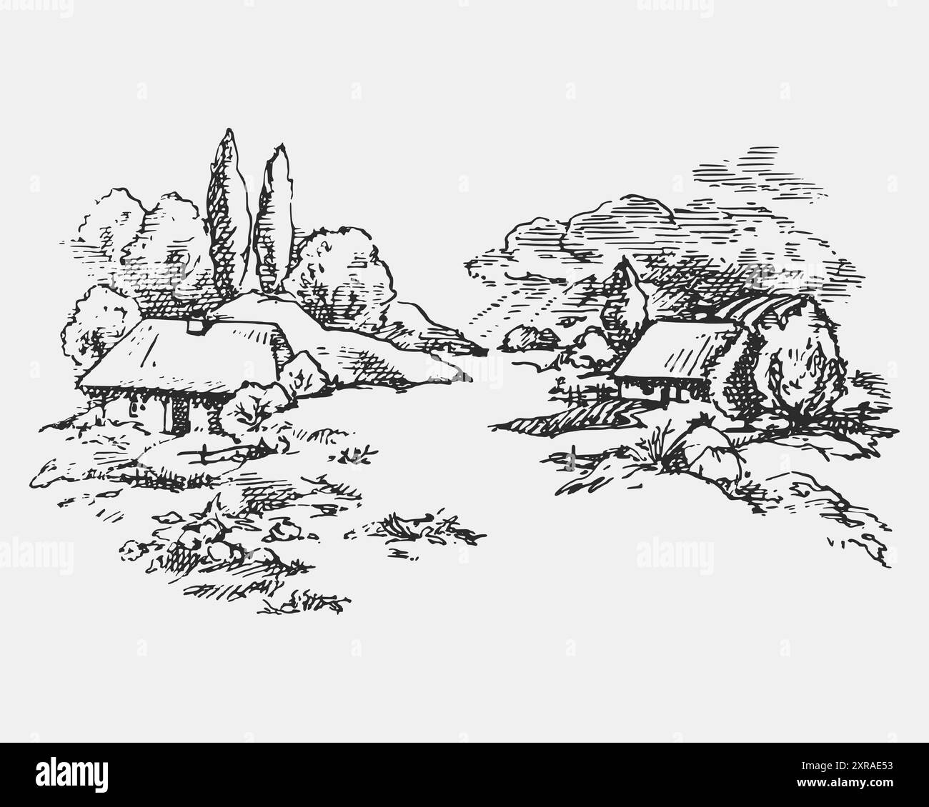 Panorama beautiful countryside in Stock Vector Images - Alamy