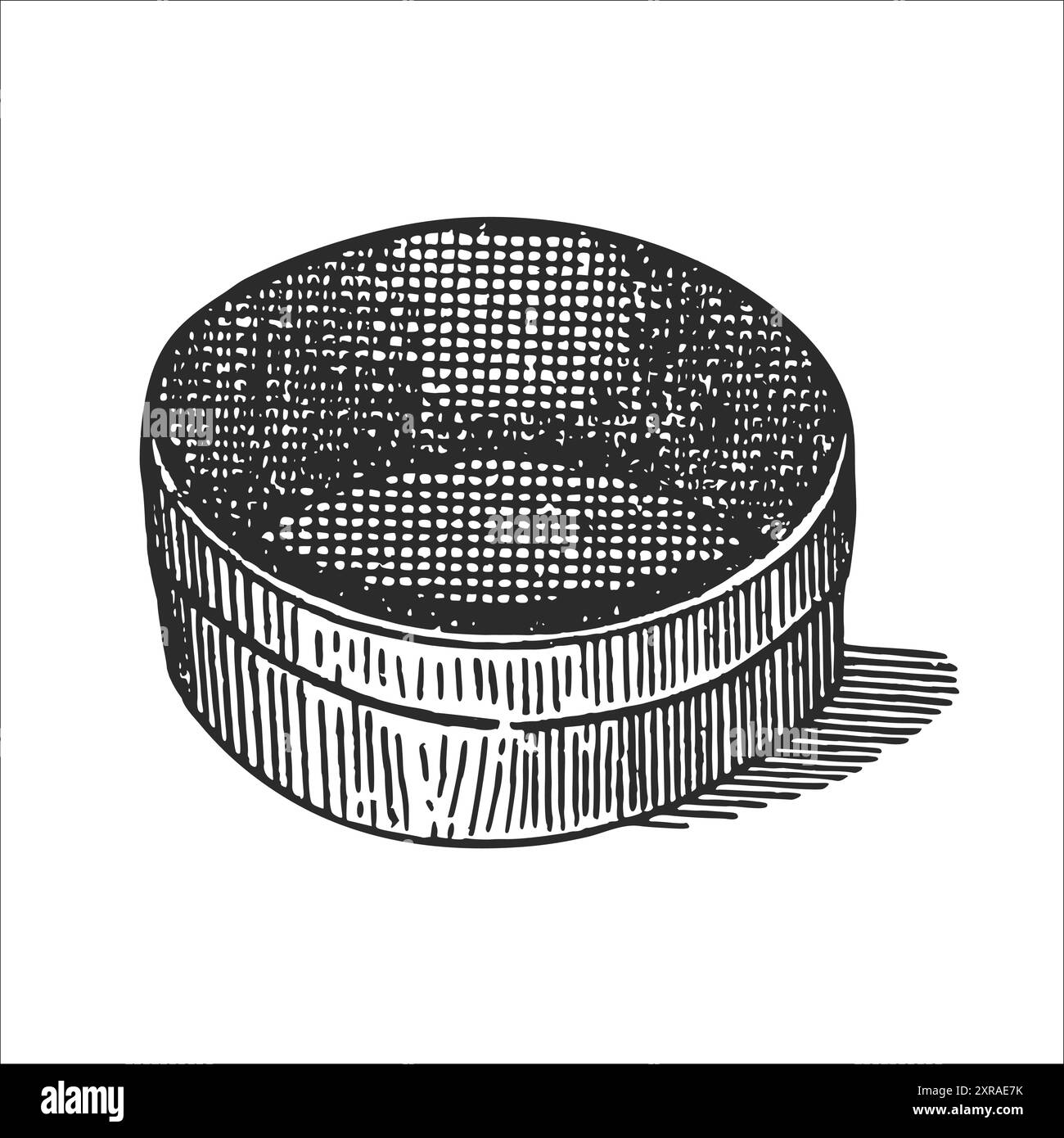 Old wooden sieve. Hand drawn ink illustration. Black and white ink ...