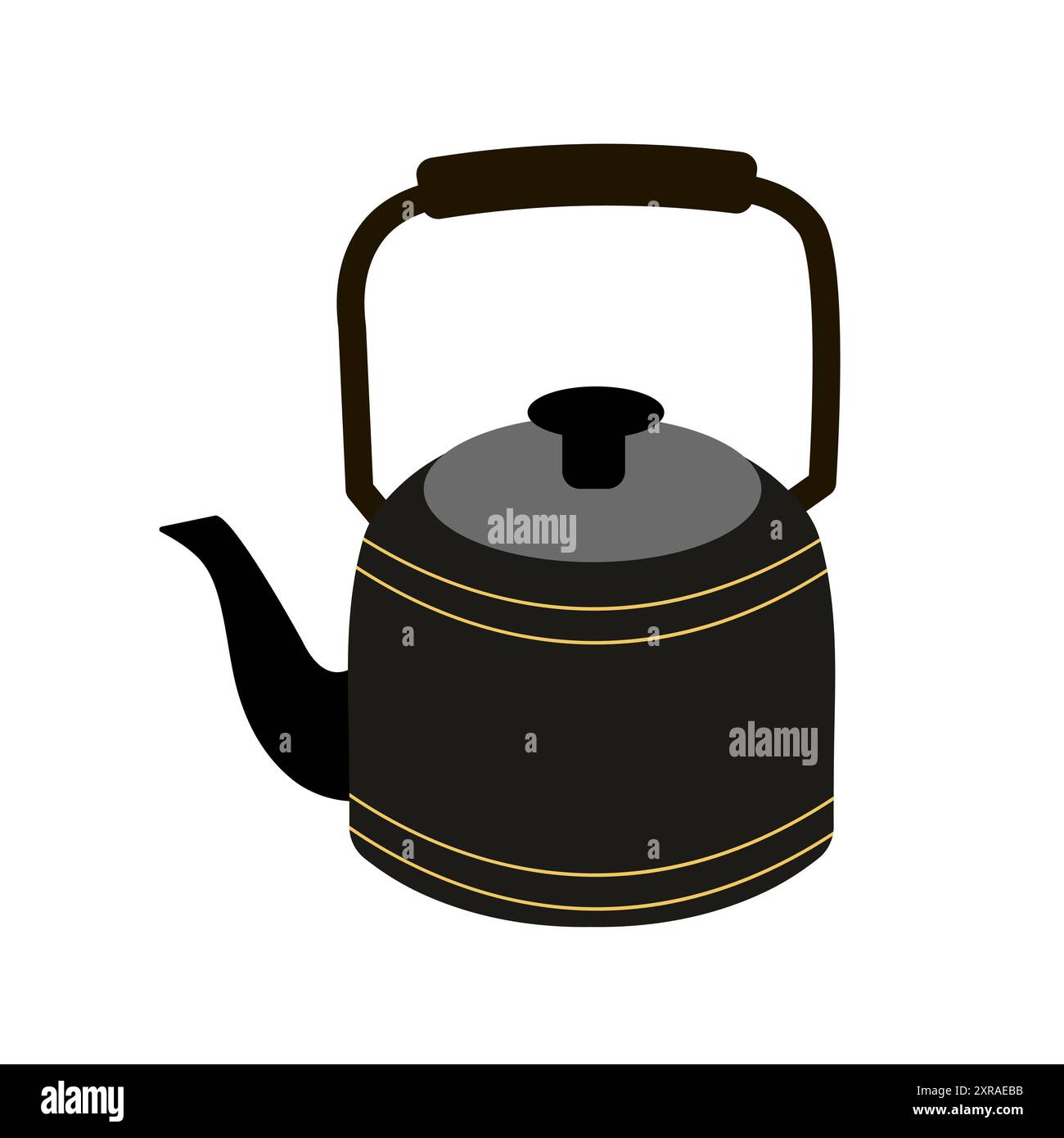 Black vintage teapot. Modern kettle water boiler flat vector design ...