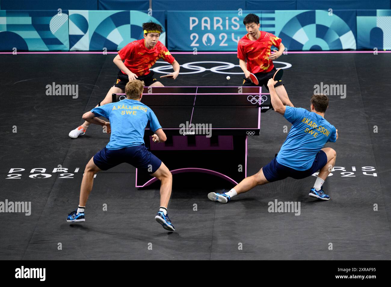 in the men's team table tennis final match between, Sweden. , . and ...