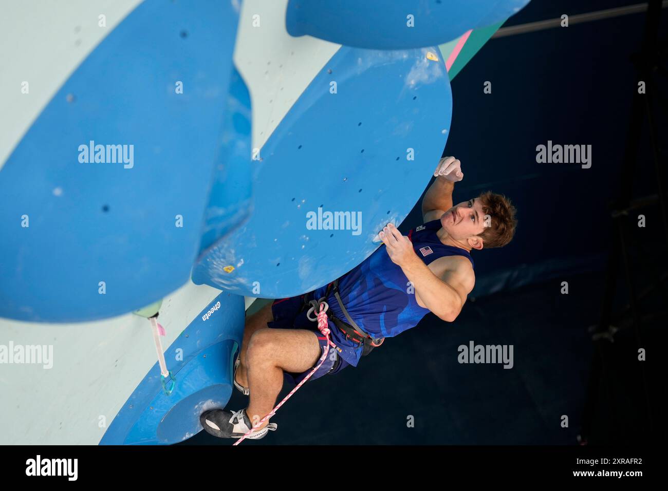 Colin Duffy of the United States competes in the men's boulder and lead ...