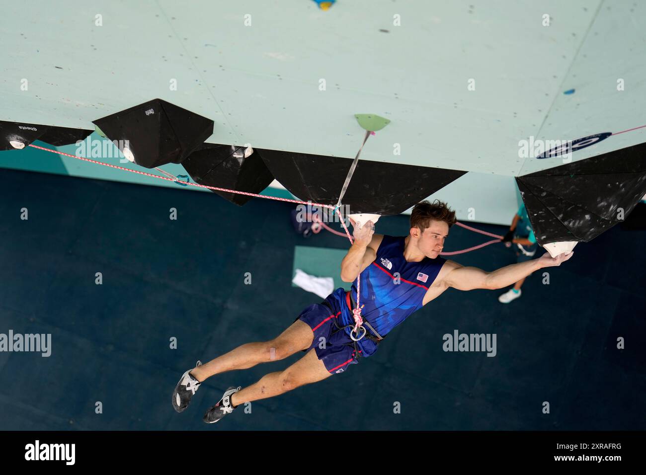 Colin Duffy of the United States competes in the men's boulder and lead ...