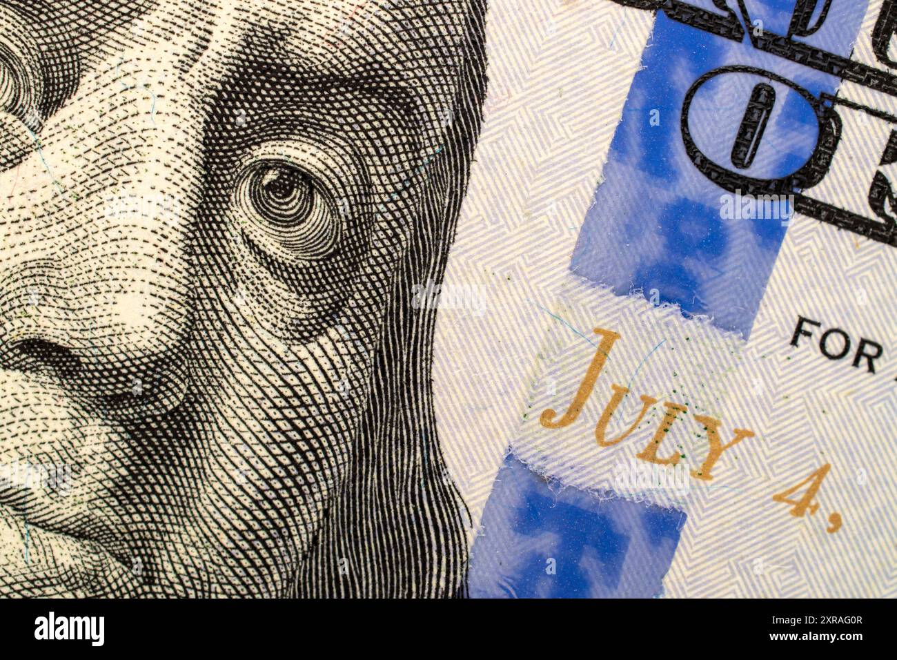 One paper banknote, macro, top view Stock Photo - Alamy