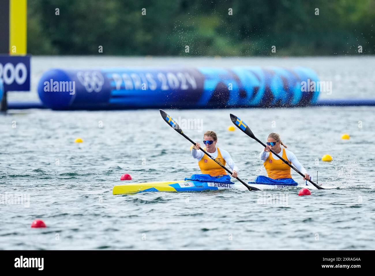 Linnea Stensils and Moa Wikberg of Sweden compete during Women's Kayak ...