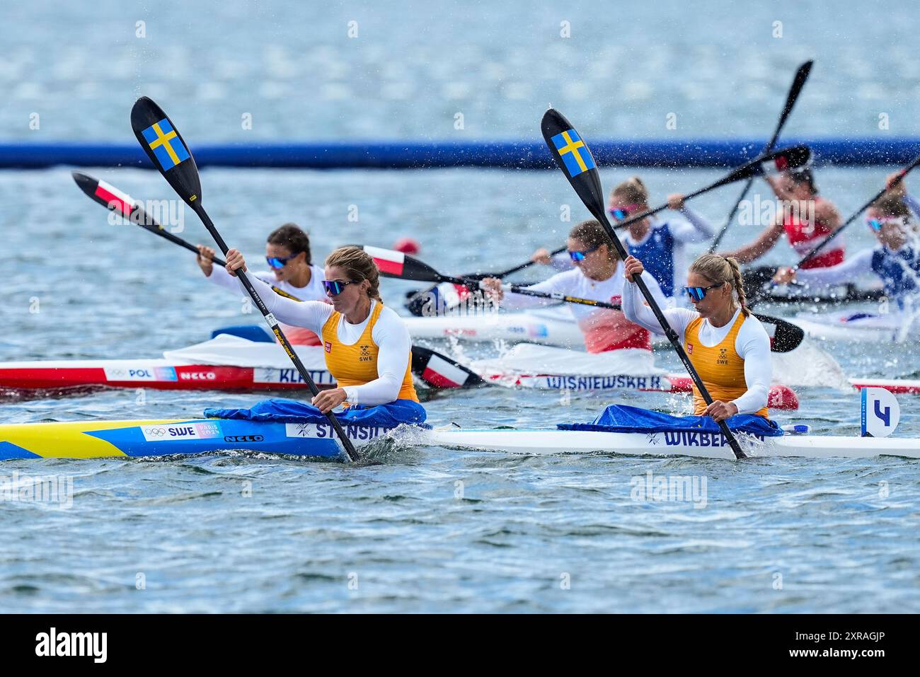 Linnea Stensils and Moa Wikberg of Sweden compete during Women's Kayak ...