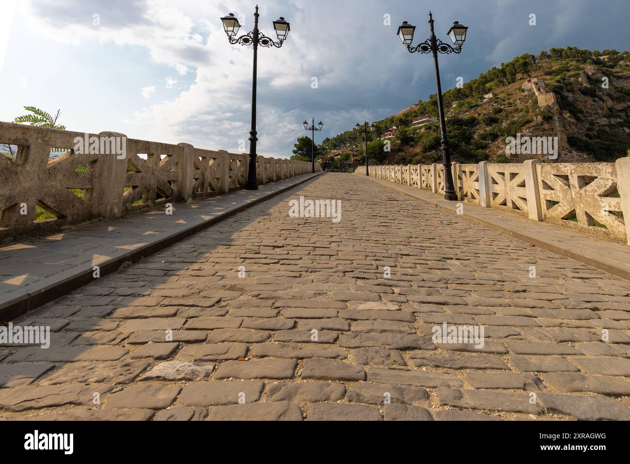 Gorica Bridge over the Osum river is a landmark in the city of Berat ...