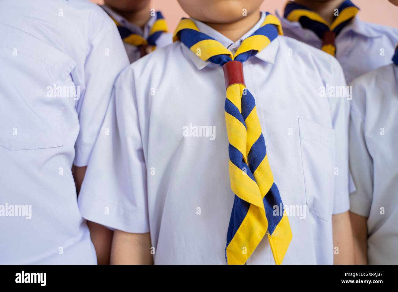 Boy Scout group Uniform with yellow scarf and blue shirt, white shirt ...