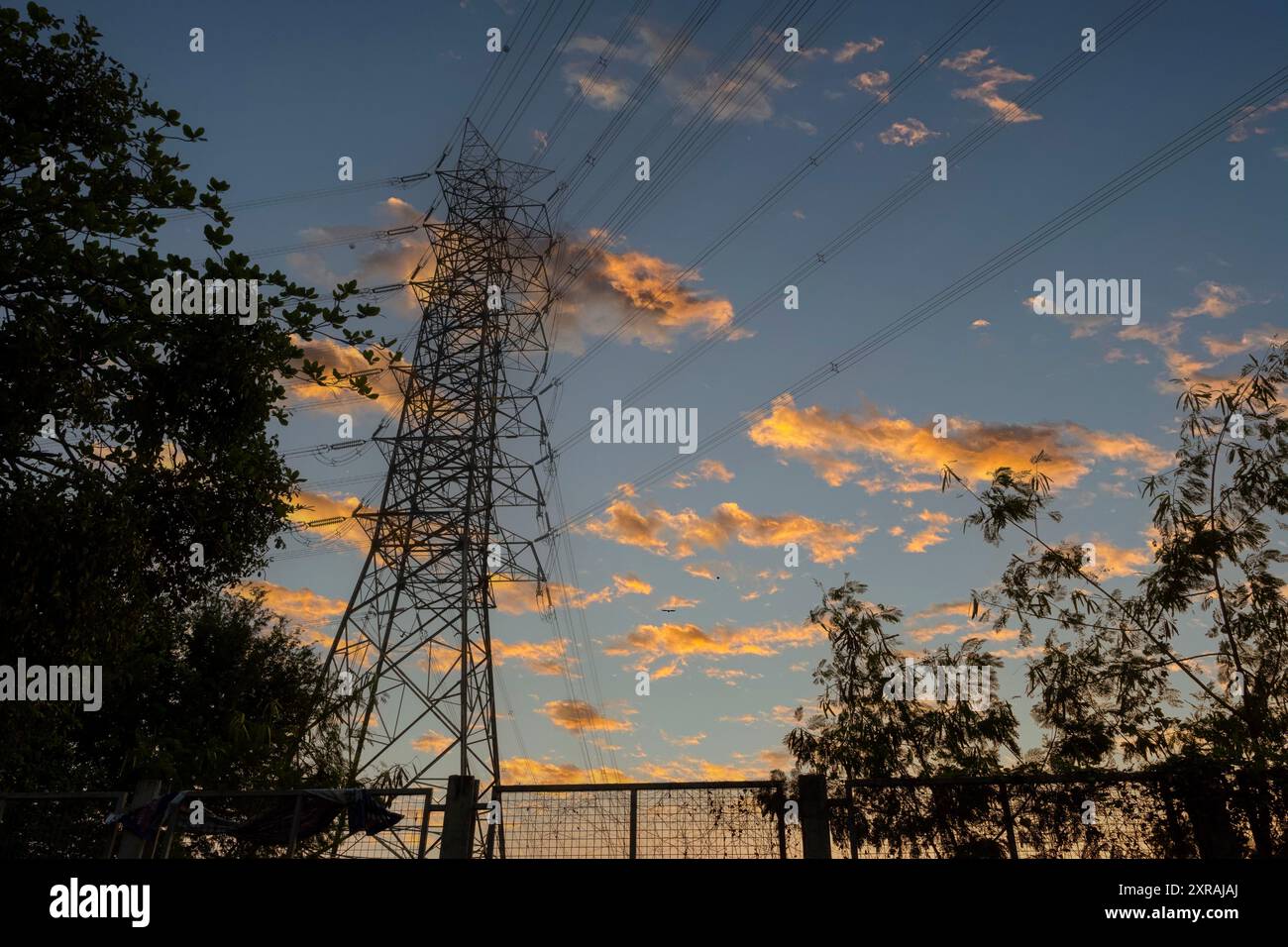 High voltage electric tower line pylon for distribution of electricity ...
