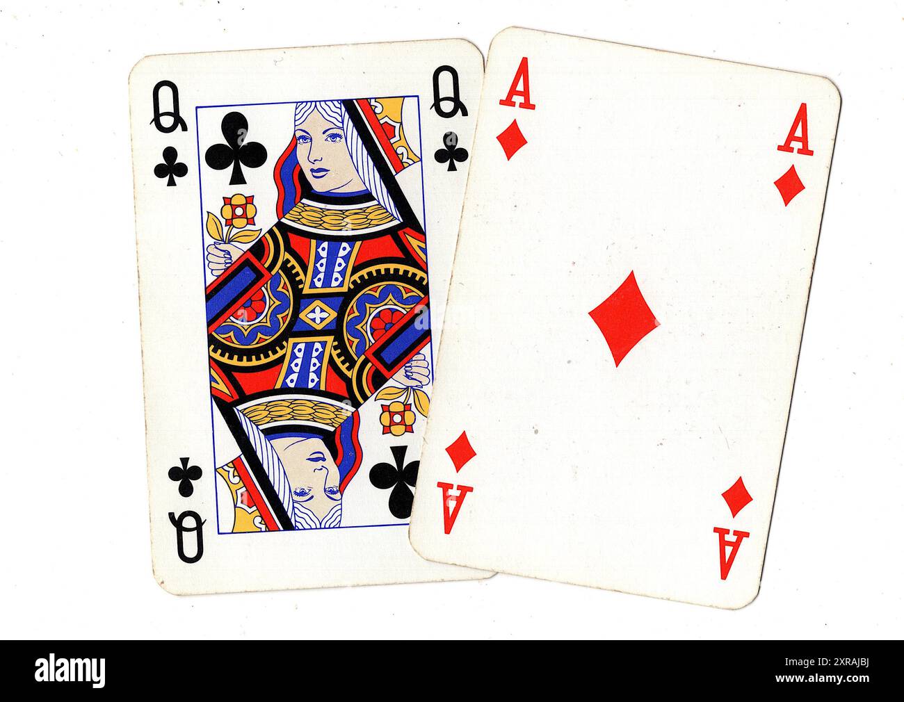 A pair of vintage pontoon playing cards on a white background Stock ...