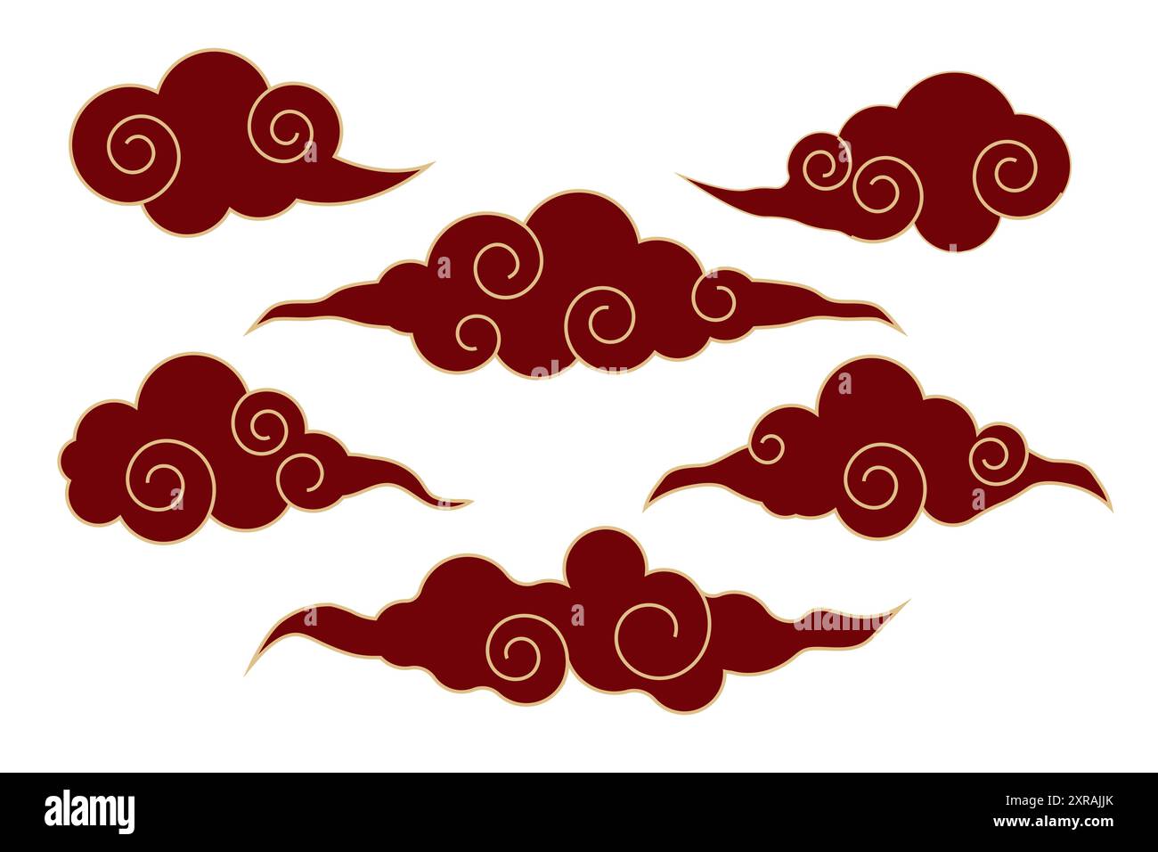 Japanese cloud set, asian traditional wavy curly ornament. China ...