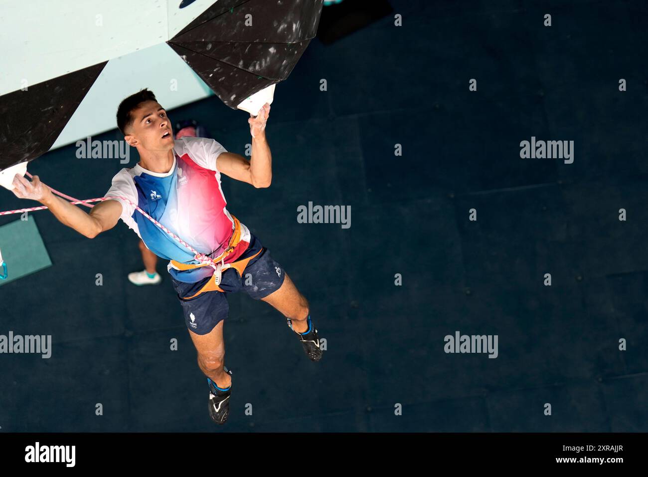 Paul Jenft of France competes in the men's boulder and lead, lead final ...